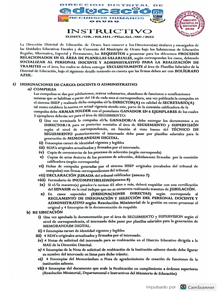 Instructivo 01 2023-1 | PDF