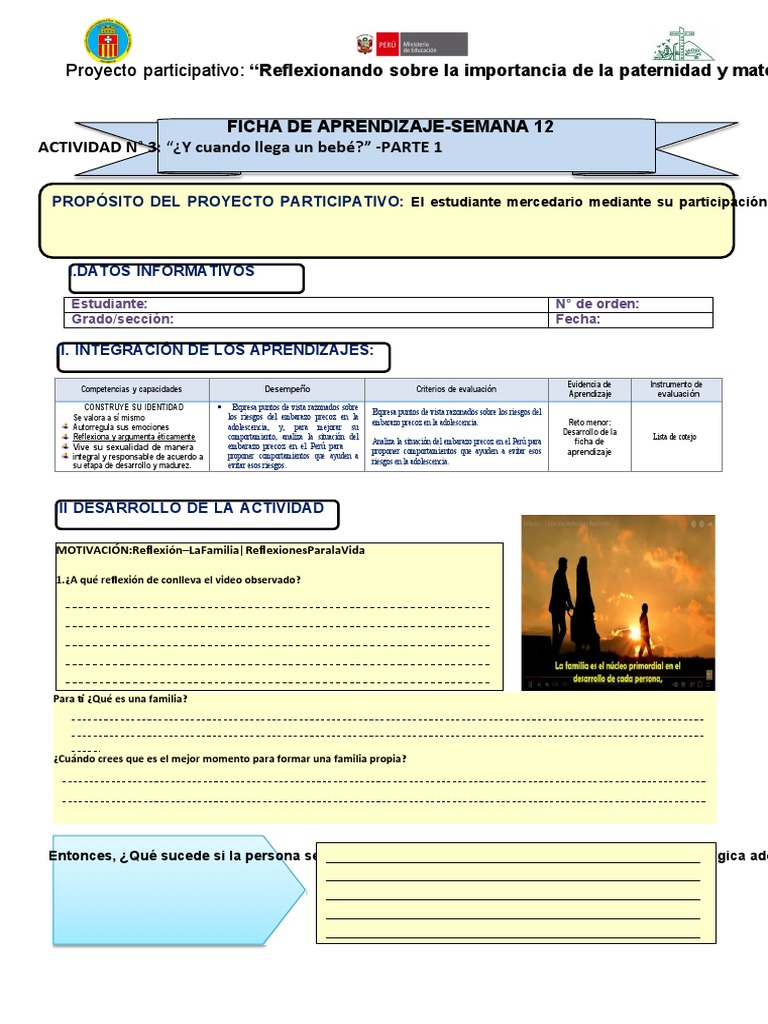 Eda 2-5°grado - Semana 12 Ficha de Aprendizaje y Reforz. #3 | PDF | Adolescencia | El embarazo