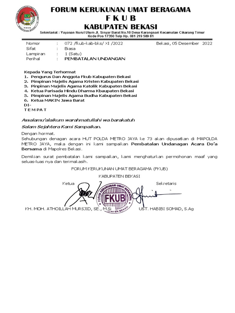 PEMBATALAN UNDANGAN NO 071 | PDF