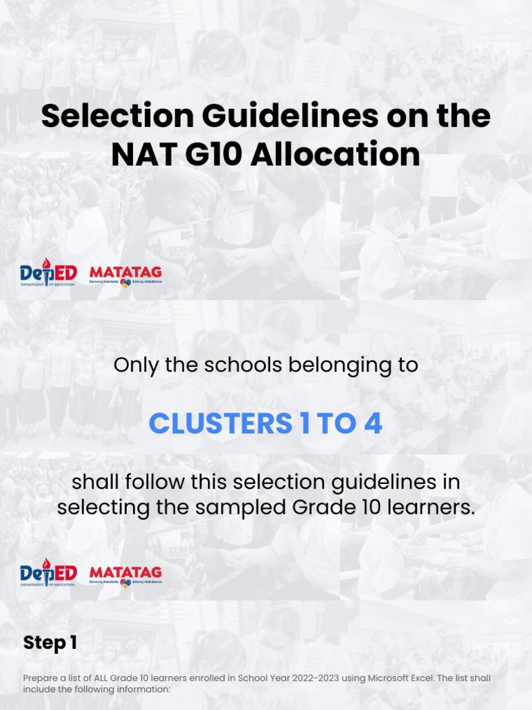 Selection Guidelines On The NAT G10 Allocation | PDF | Numbers | Sampling (Statistics)