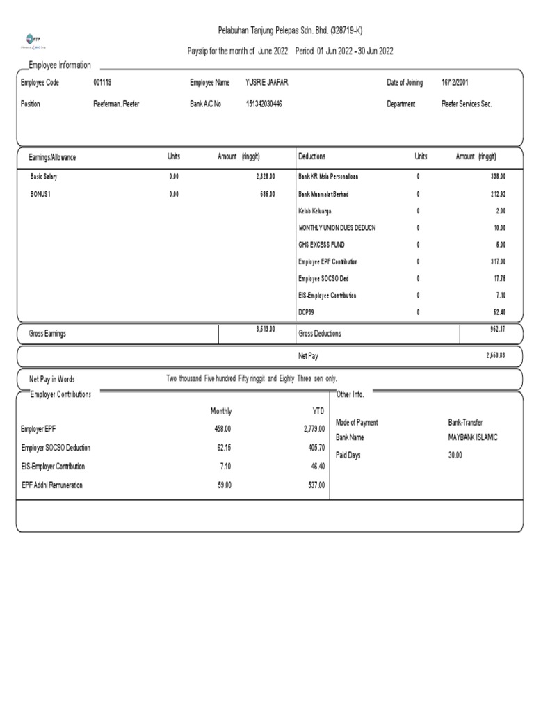 Slip Gaji Bulan 6 | Download Free PDF | Employment Compensation | Money