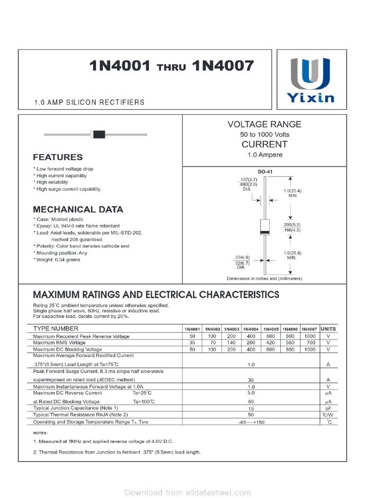 1N4007 PDF, 1N4007 Description, 1N4007 Datasheet, 1N4007 View ...