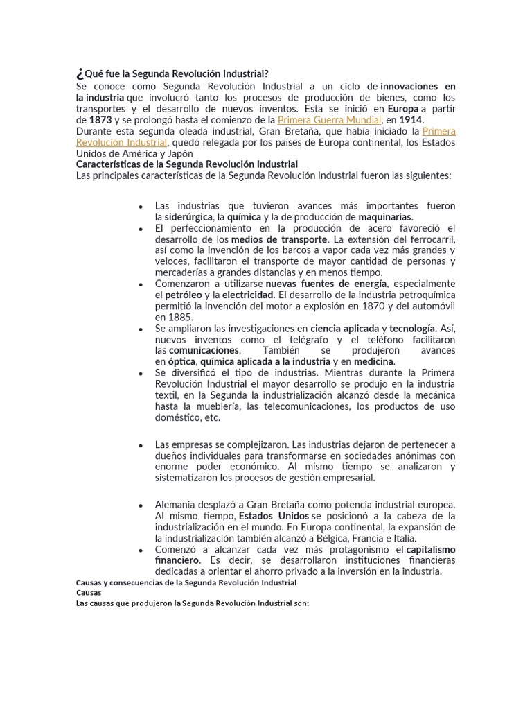 Segunda Revolución Industrial | PDF | Revolución industrial | Capitalismo