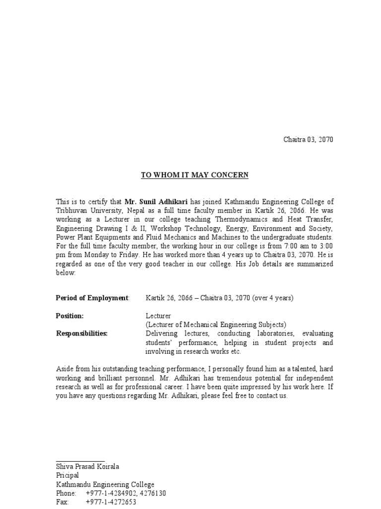 experience letter of KEC | PDF