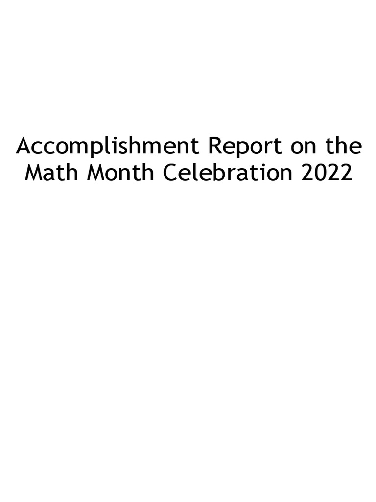 Accomplishment Report Math Month Celebration | PDF