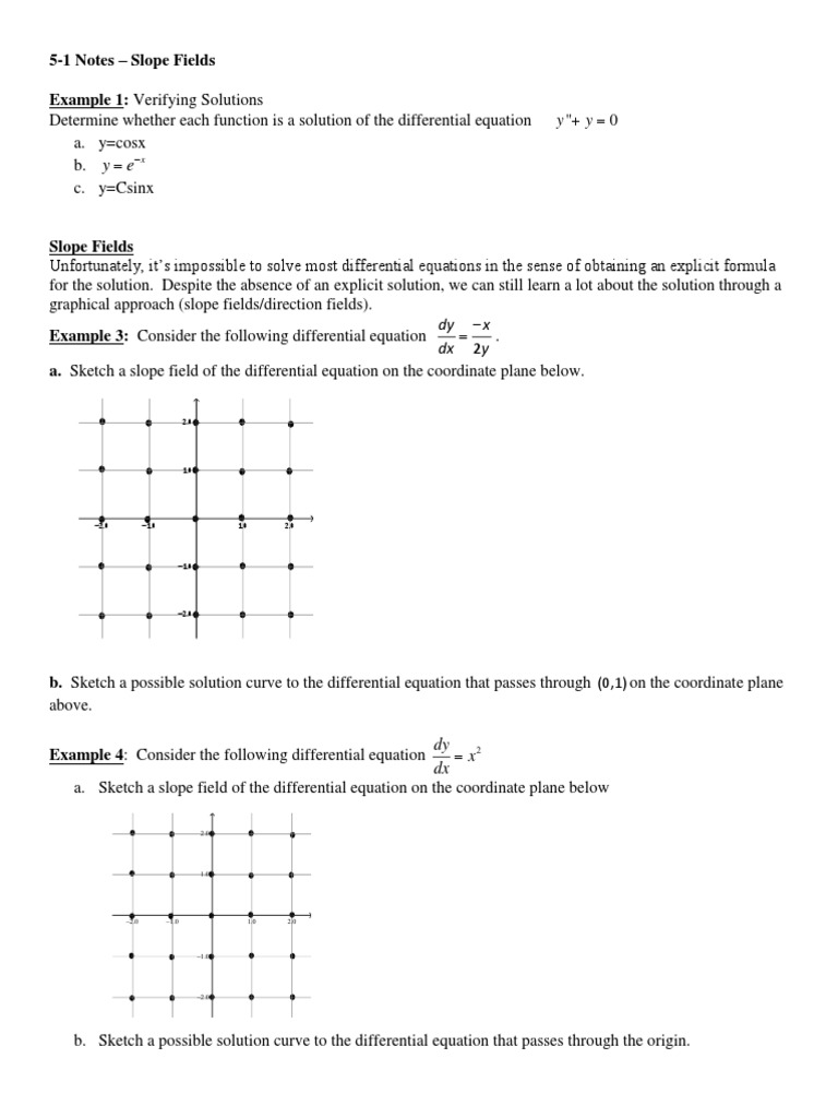 5 1 Notes Slope Fields | PDF
