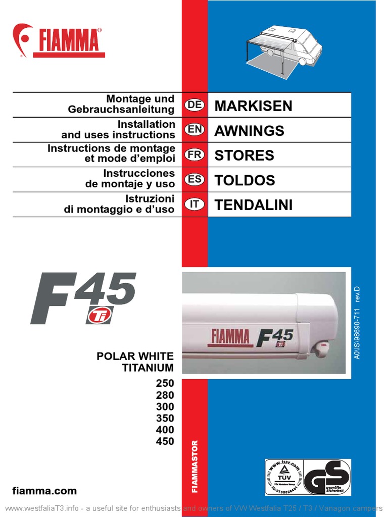 Fiamma F45 TIInstallation Instructions | PDF