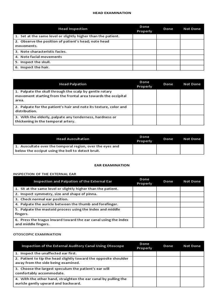 Checklist ENT-1 | PDF | Human Nose | Tongue