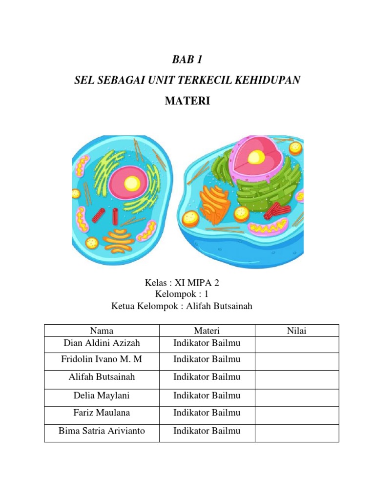 Makalah Sel Bab 1 Kelas 11 | PDF