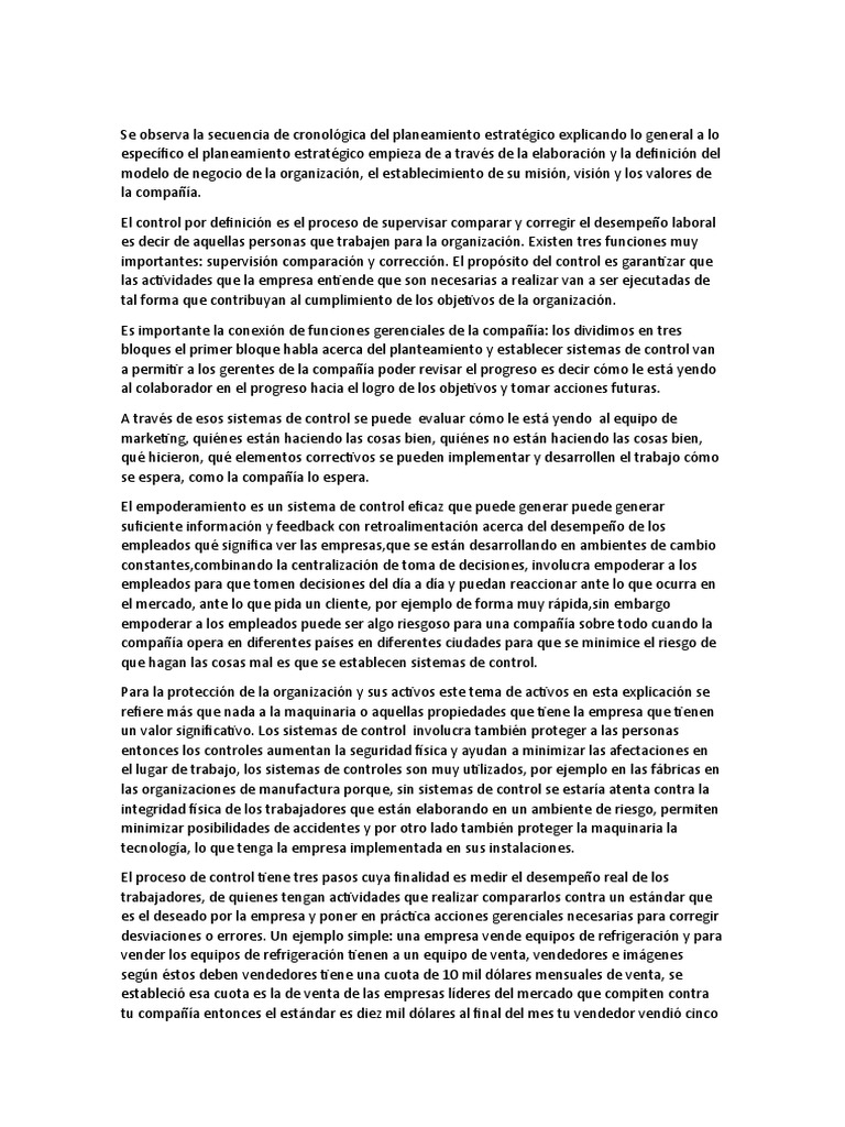 Control Resumen | PDF | Planificación | Economias