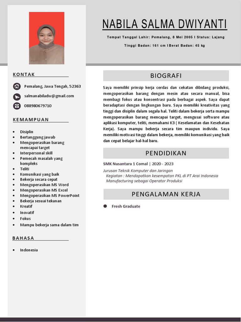 CV - Nabila Salma Dwiyanti 2 | PDF