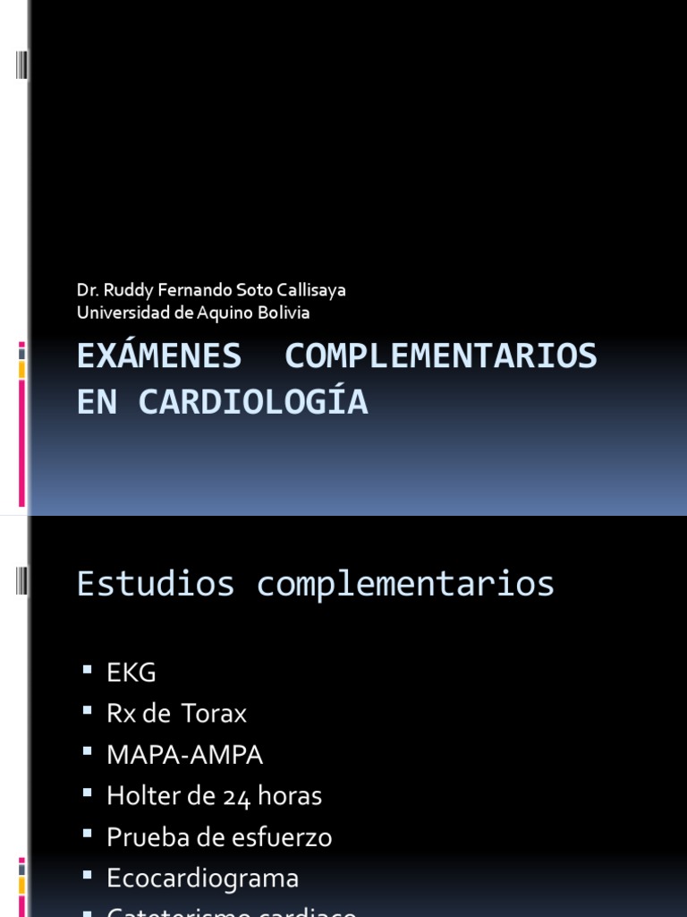 Exámenes Complementarios en Cardiología | PDF | Insuficiencia cardíaca | Hipertensión