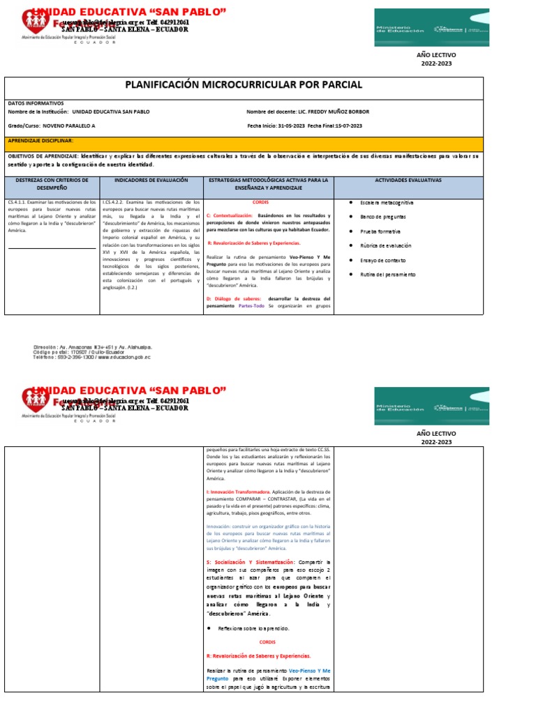 5.2. - Formato de Planificación Microcurricular 9no A EGB 2023-2024 ... 5.2. - Formato de Planificación Microcurricular 9no A EGB 2023-2024 ...