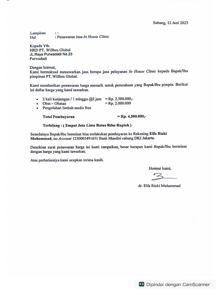 Surat Penawaran Jasa | PDF