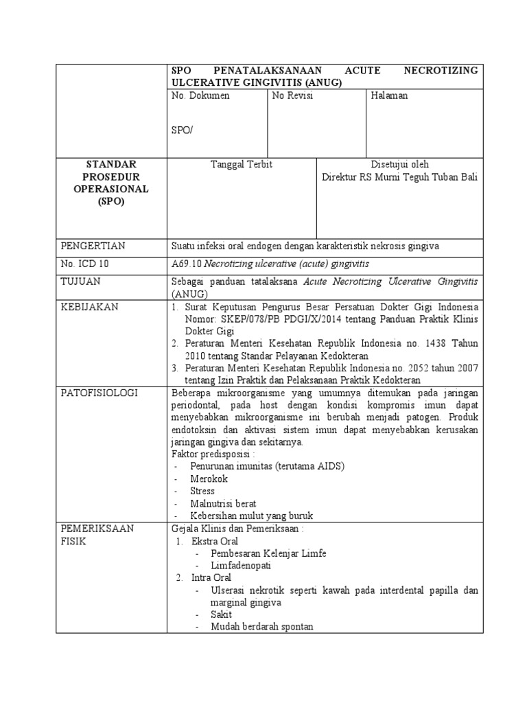 Spo Penatalaksanaan Anug | PDF