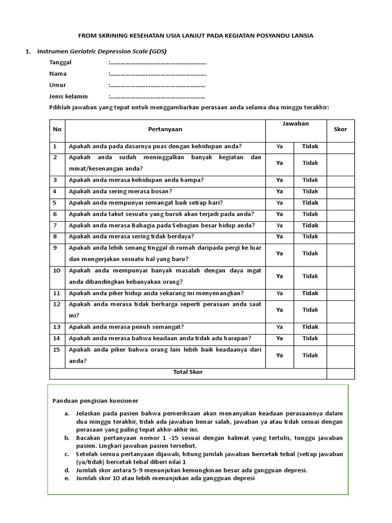 Skrining Kesehatan Lansia di Posyandu | PDF | Pengembangan Diri