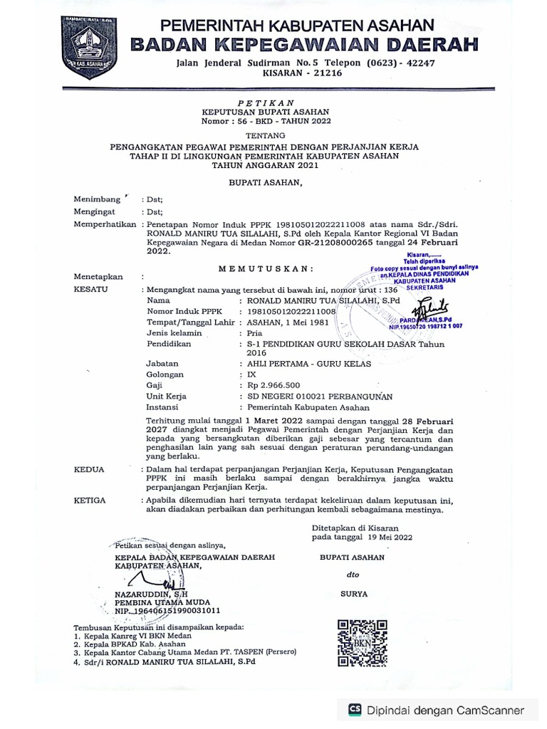 SK Pengangkatan PPPK | PDF