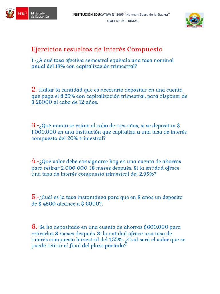 Ejercicios Resueltos de Interés Compuesto2 | PDF