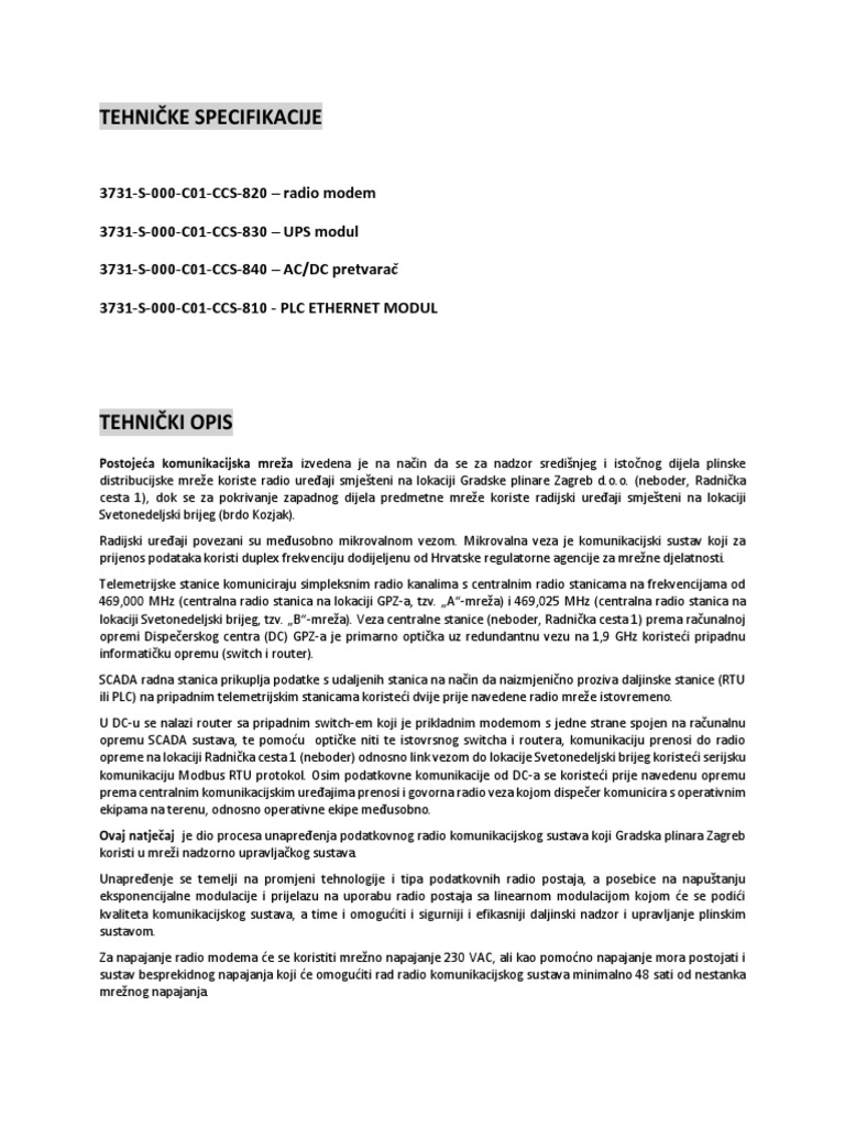 Tehnicke Specifikacije DIGITALNA RADIO MREZA - Sve | PDF