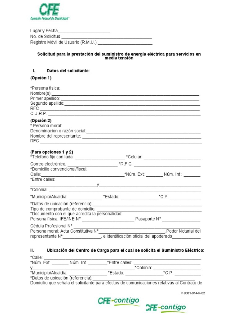 Solicitud de Servicio de Energia Ante Cfe | PDF | Finanzas y dinero