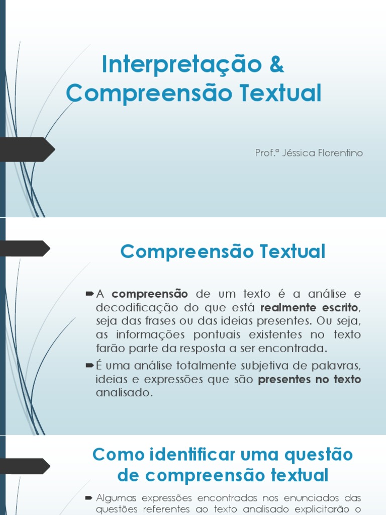 AULA - Interpretação & Compreensão Textual | PDF | Interpretação ...