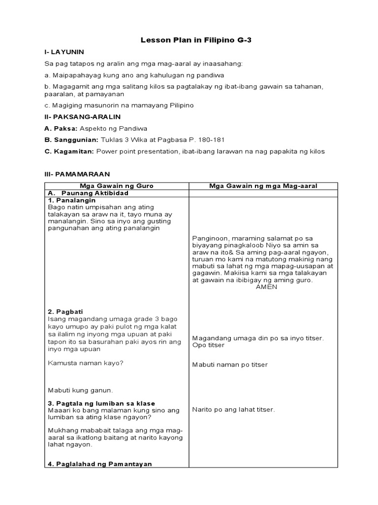 Lesson-Plan-in-Filipino-G-Autosaved | PDF