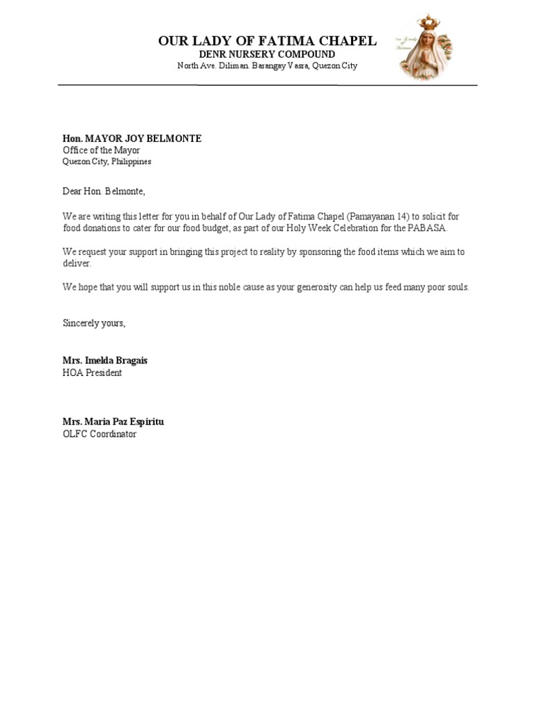 Solicitation Letter For Food | PDF | Cooking, Food & Wine | Wellness