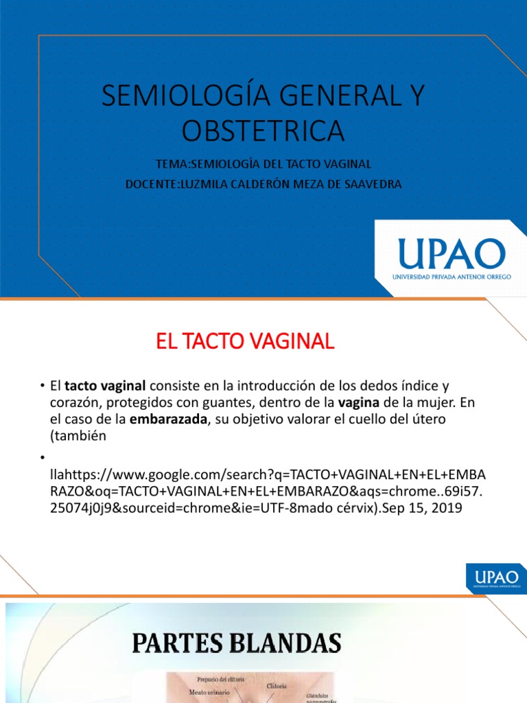 Tacto Vaginal en el Embarazo: Semiótica | PDF