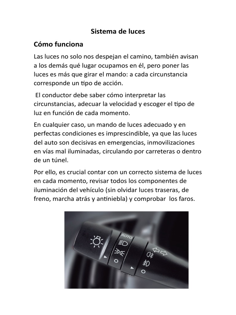 Luces | PDF | Lámpara de cabeza | Tecnología de vehículos