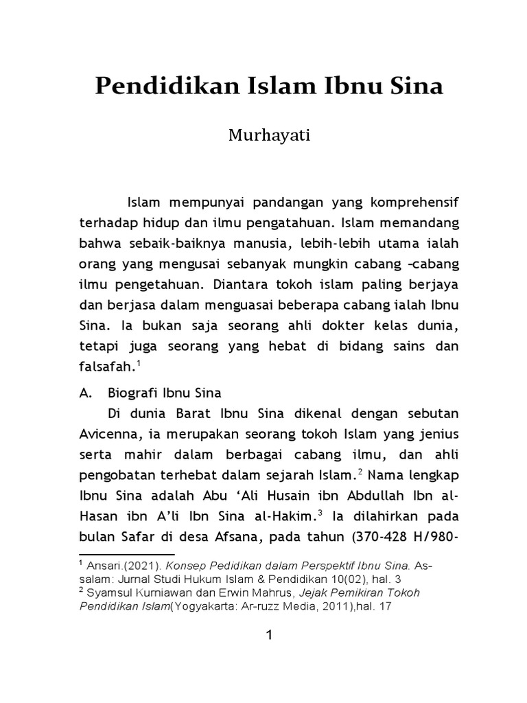 Pendidikan Islam Ibnu Sina | PDF