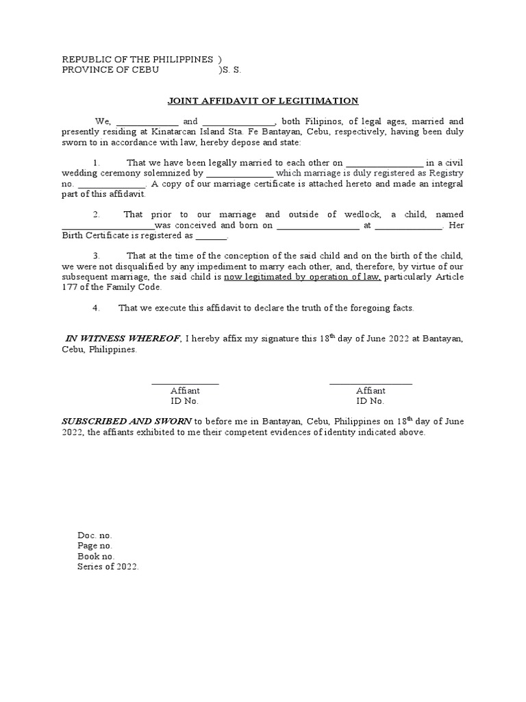 Affidavit of Legitimation | PDF | Social Science | Law