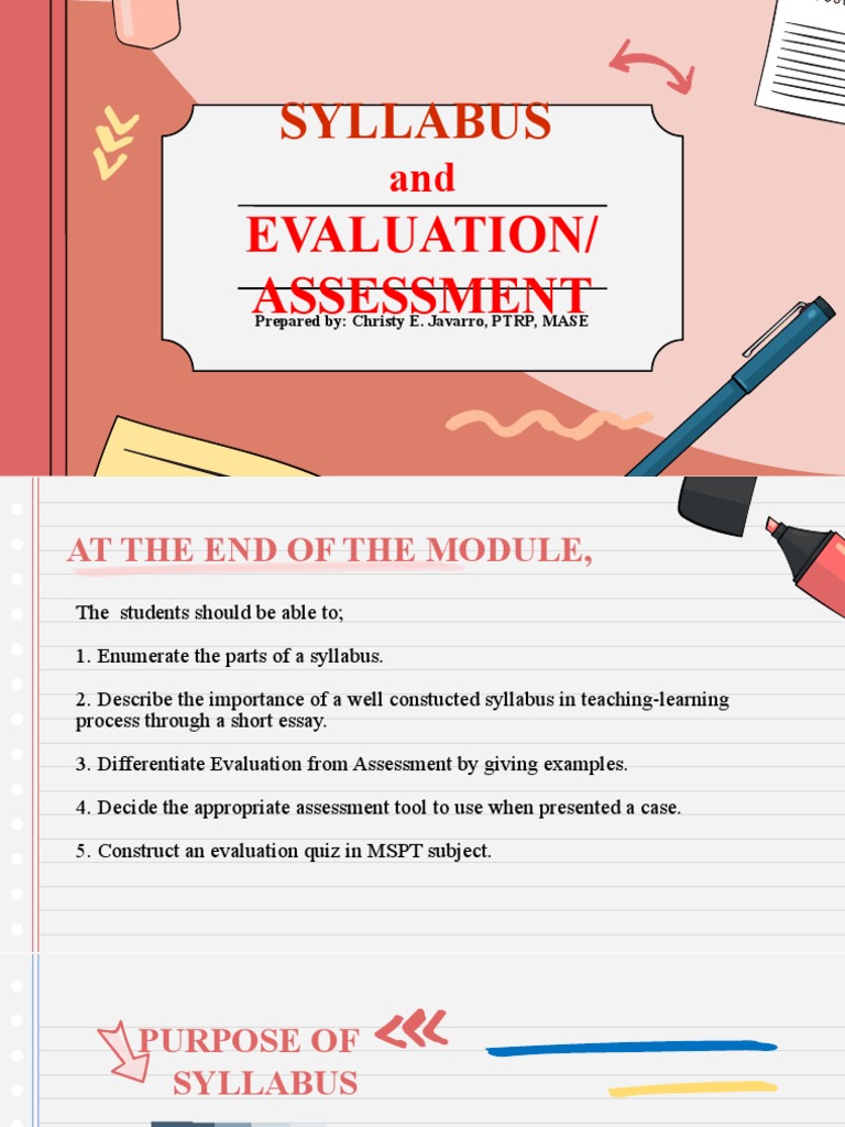 Lesson 6 - Syllabus and Assessment | PDF | Educational Assessment ...