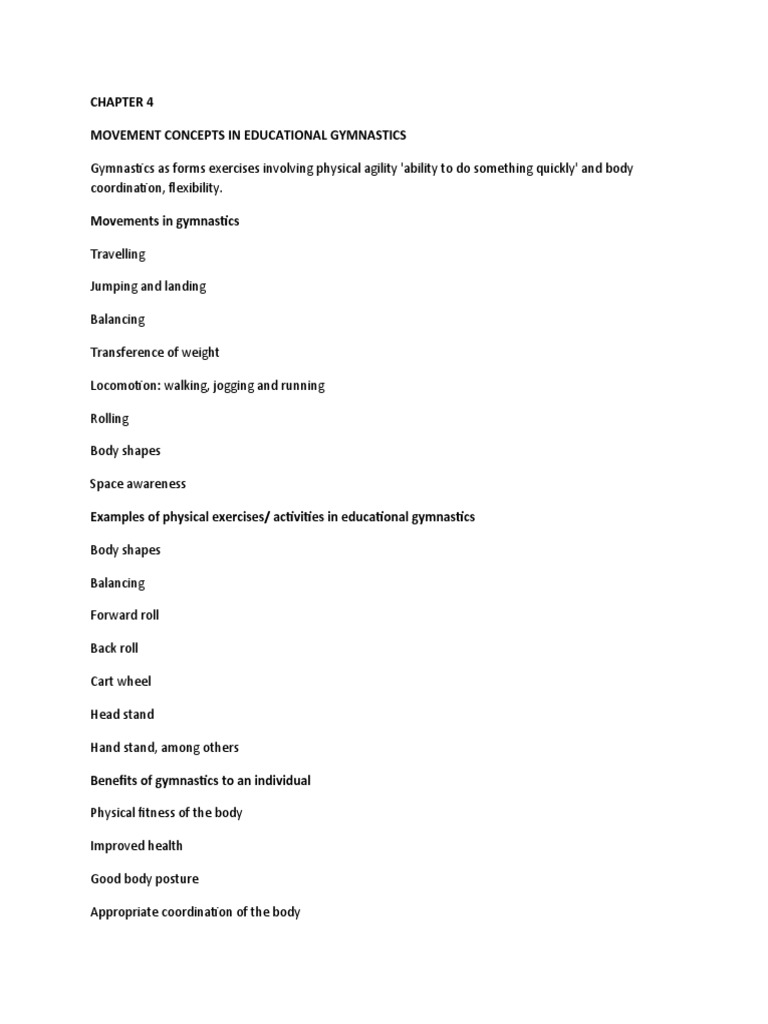 Movement Concepts in Educational Gymnastics | PDF | Gymnastics | Walking
