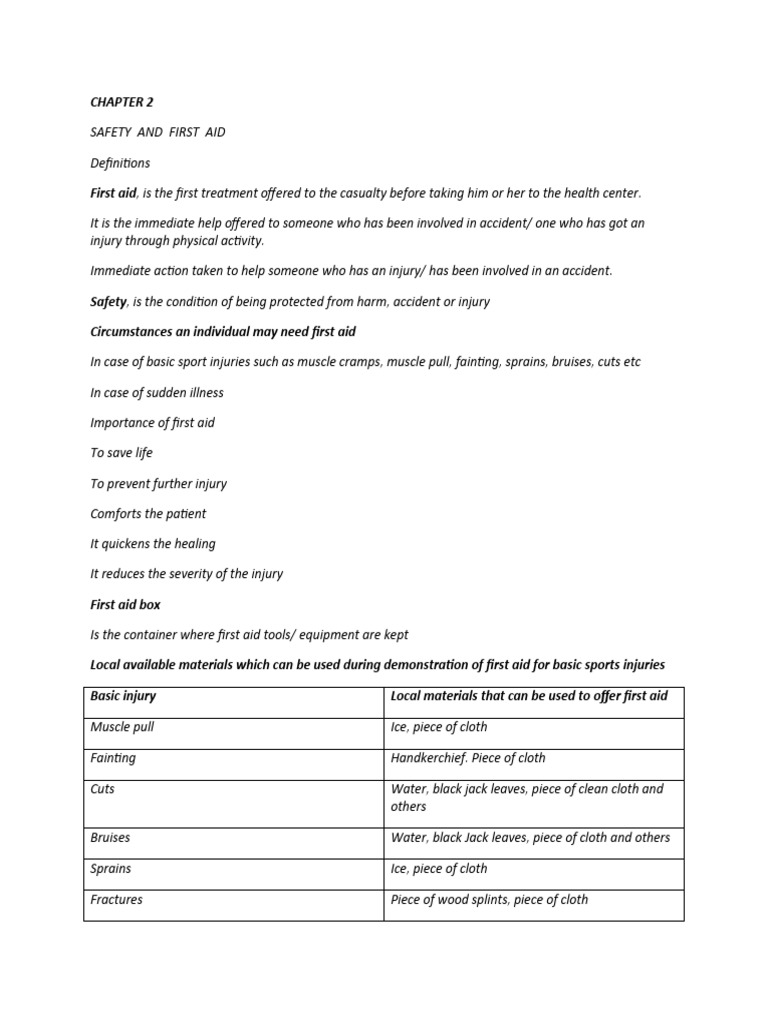 S.1 Pe Safety and First Aid | PDF