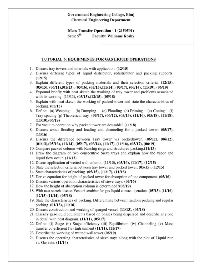 MTO I Assignment - CH 6 For Gec Bhuj | PDF | Physical Sciences | Chemistry
