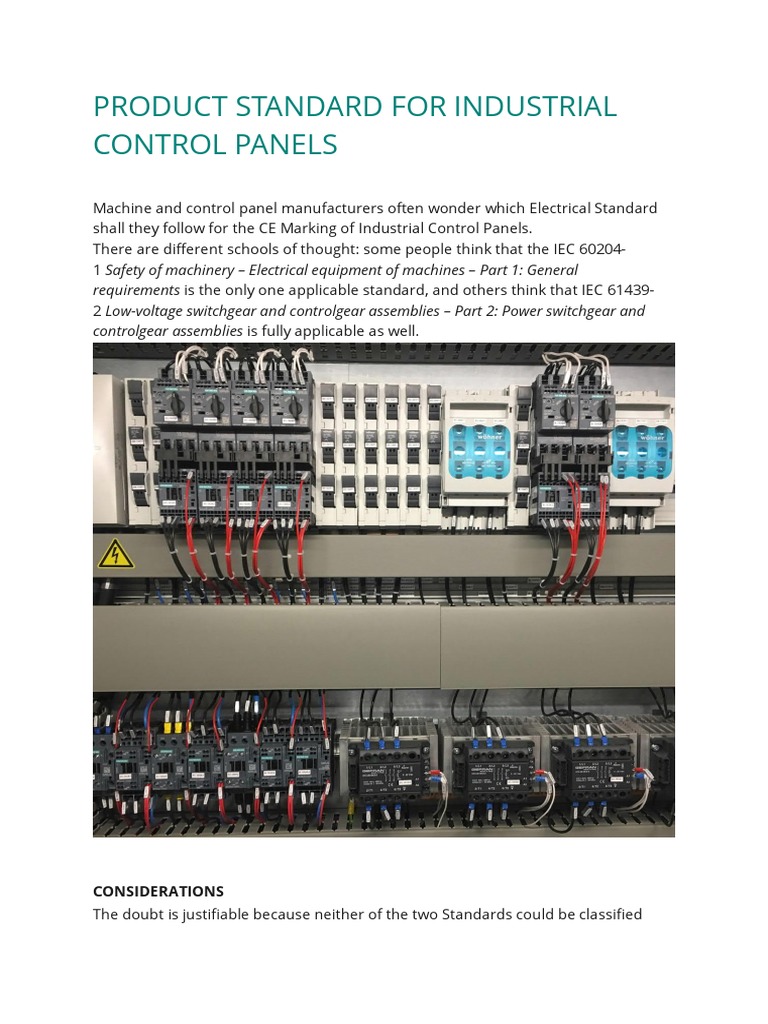 Product Standard For Industrial Control Panels | PDF