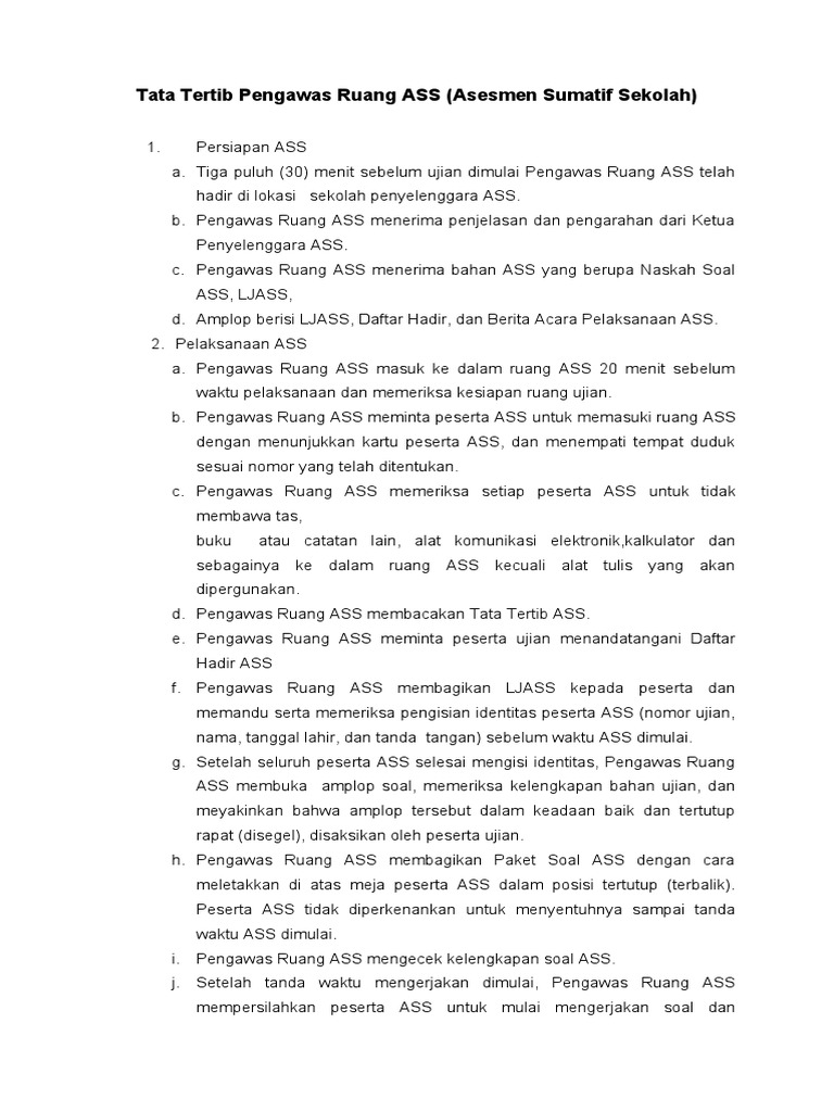Tata Tertib Pengawas Ruang ASS | PDF