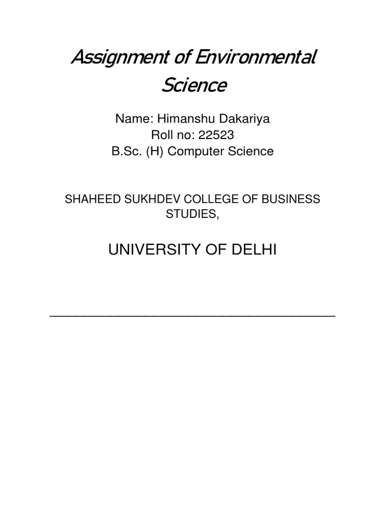 Evs Solid Waste Project Himanshu Dakariya 22523 BSC Cs | PDF | Waste | Waste Management