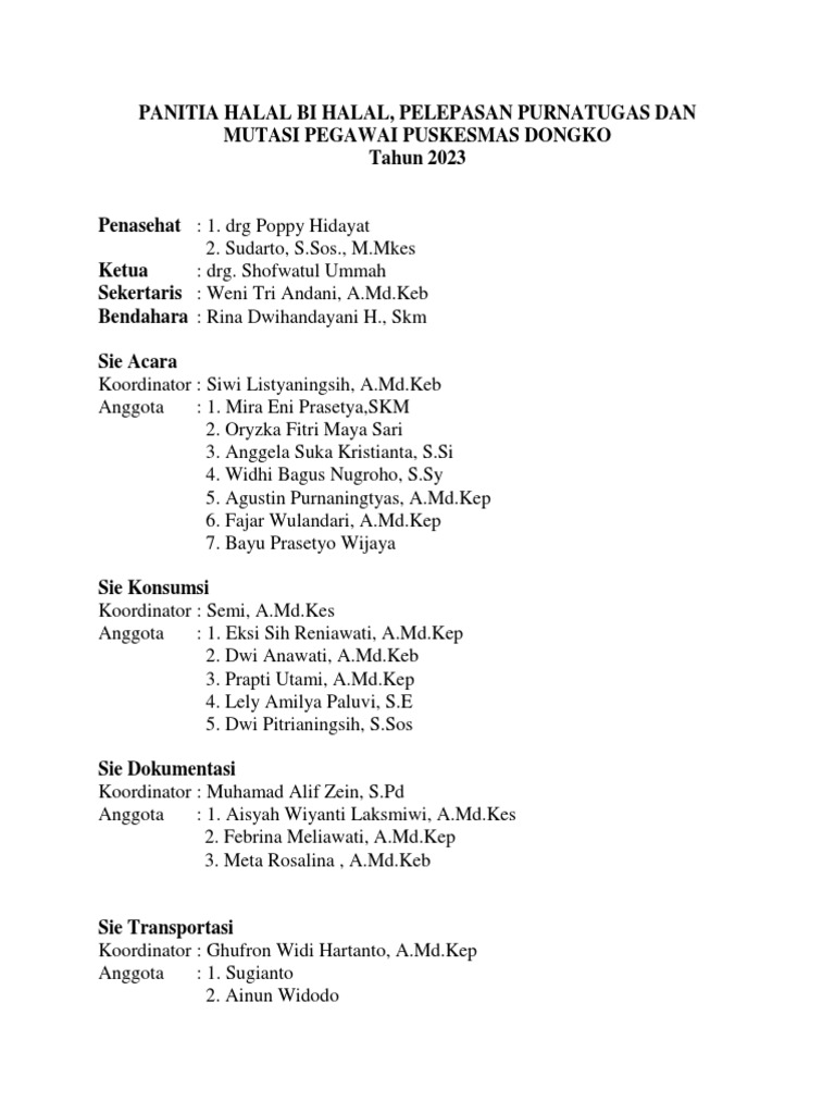 Panitia Halal Bi Halal Fix | PDF