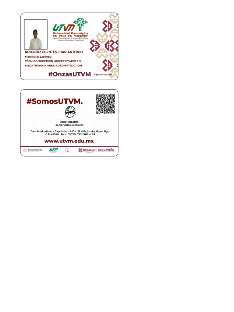 Credencial UTVM - 2230080 | PDF