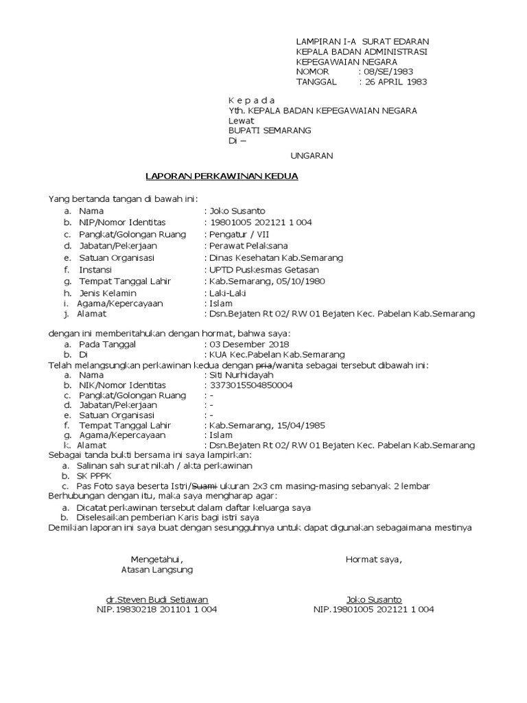 Contoh Form Laporan Perkawinan | PDF