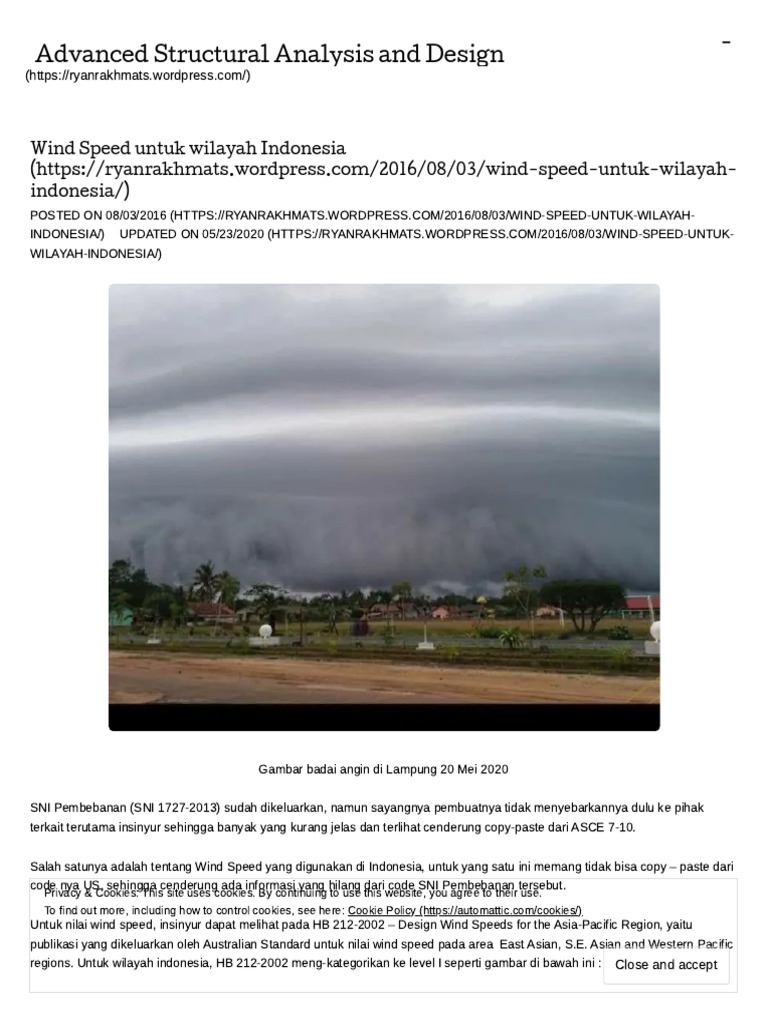 Wind Speed Untuk Wilayah Indonesia Advanced Structural Analysis and ...