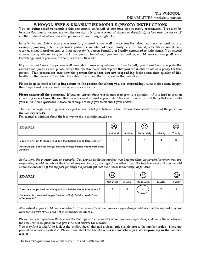Whoqol Dis Proxy | PDF | Disability | Psychology