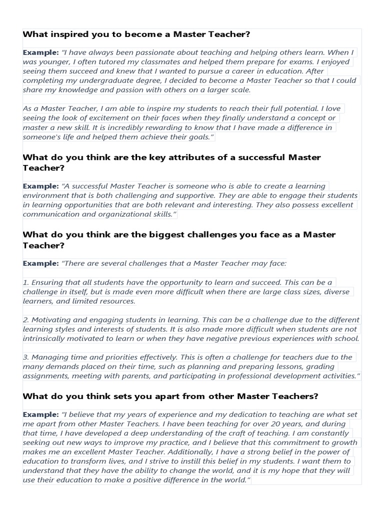 What Inspired You To Become A Master Teacher Download Free Pdf