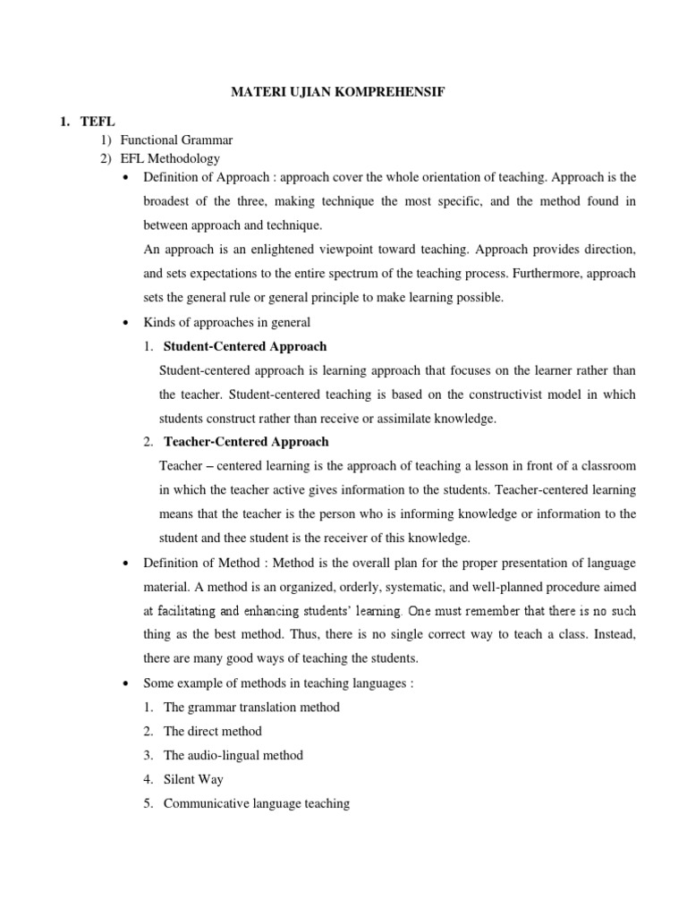 Materi Ujian Komprehensif TEFL dan Linguistik | PDF | Instructional ...