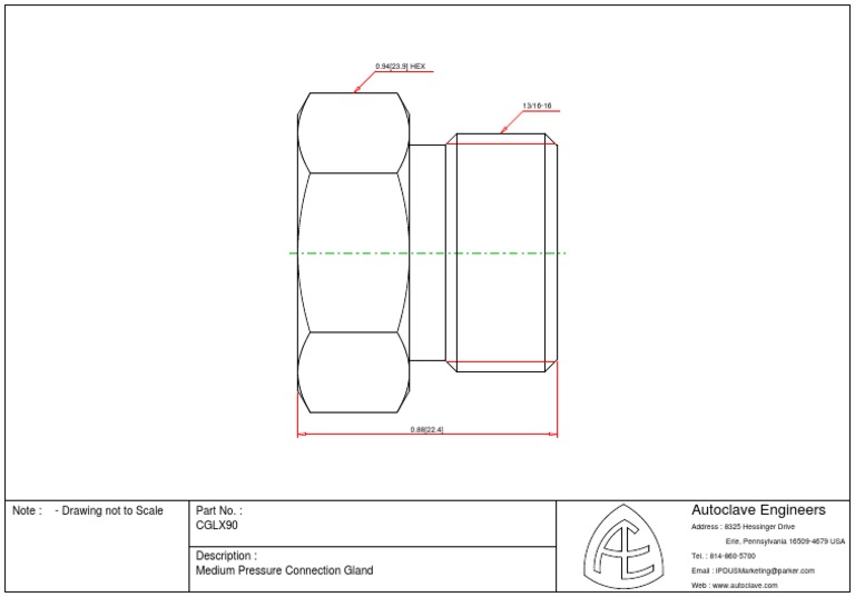 CGLX90 ParkerAutoclaveEngineersFCD 2DSalesDrawing 05 11 2023 | PDF