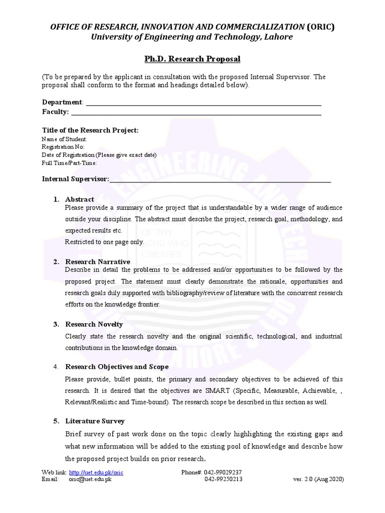 PHD Proposal Format | PDF | Methodology | Science