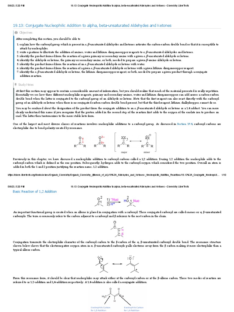 19.13 - Conjugate Nucleophilic Addition To Alpha, Beta-Unsaturated ...