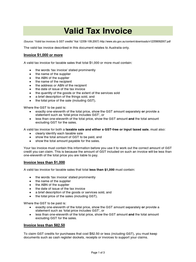 Valid Tax Invoice | PDF