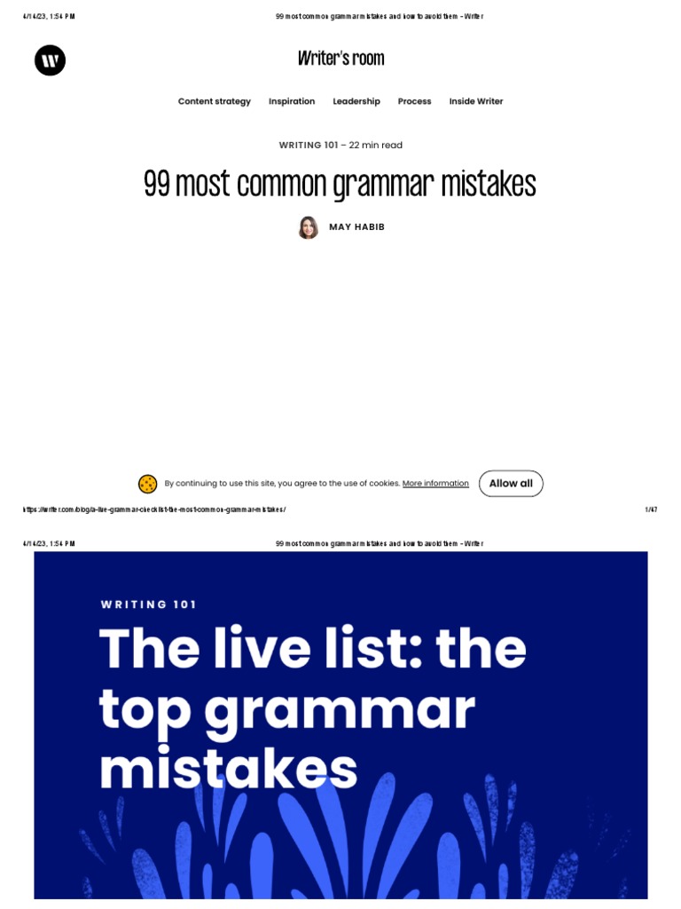 99 Most Common Grammar Mistakes and How To Avoid Them - Writer | PDF